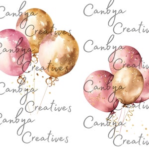 Watercolor Golden Blush Balloon Svg Png Clipart, Glitter Birthday ...