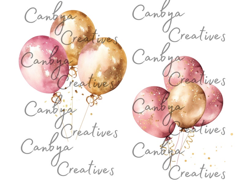 Watercolor Golden Blush Balloon Svg Png Clipart, Glitter Birthday ...