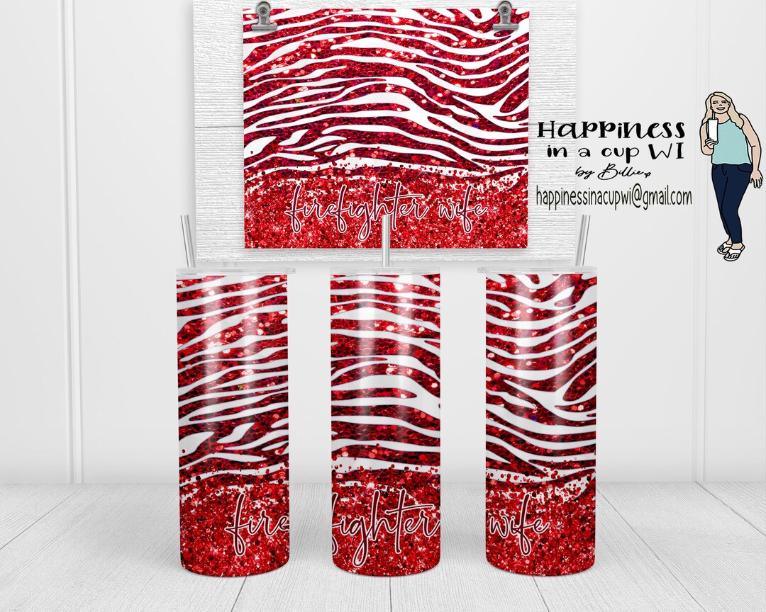 Firefighter Fire Wife Red Zebra Sublimation Tumbler Png - Etsy