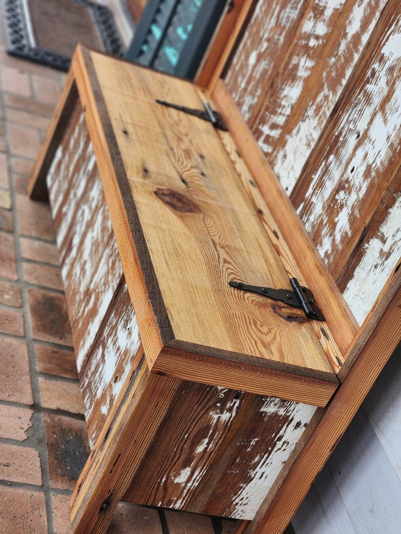 50" Wide Reclaimed Nearly 200yr Old Heart Pine Hall Tree With Bench and ...