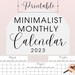 Printable Calendar 2023 Minimalist Calendar 2023 Landscape Minimalist ...