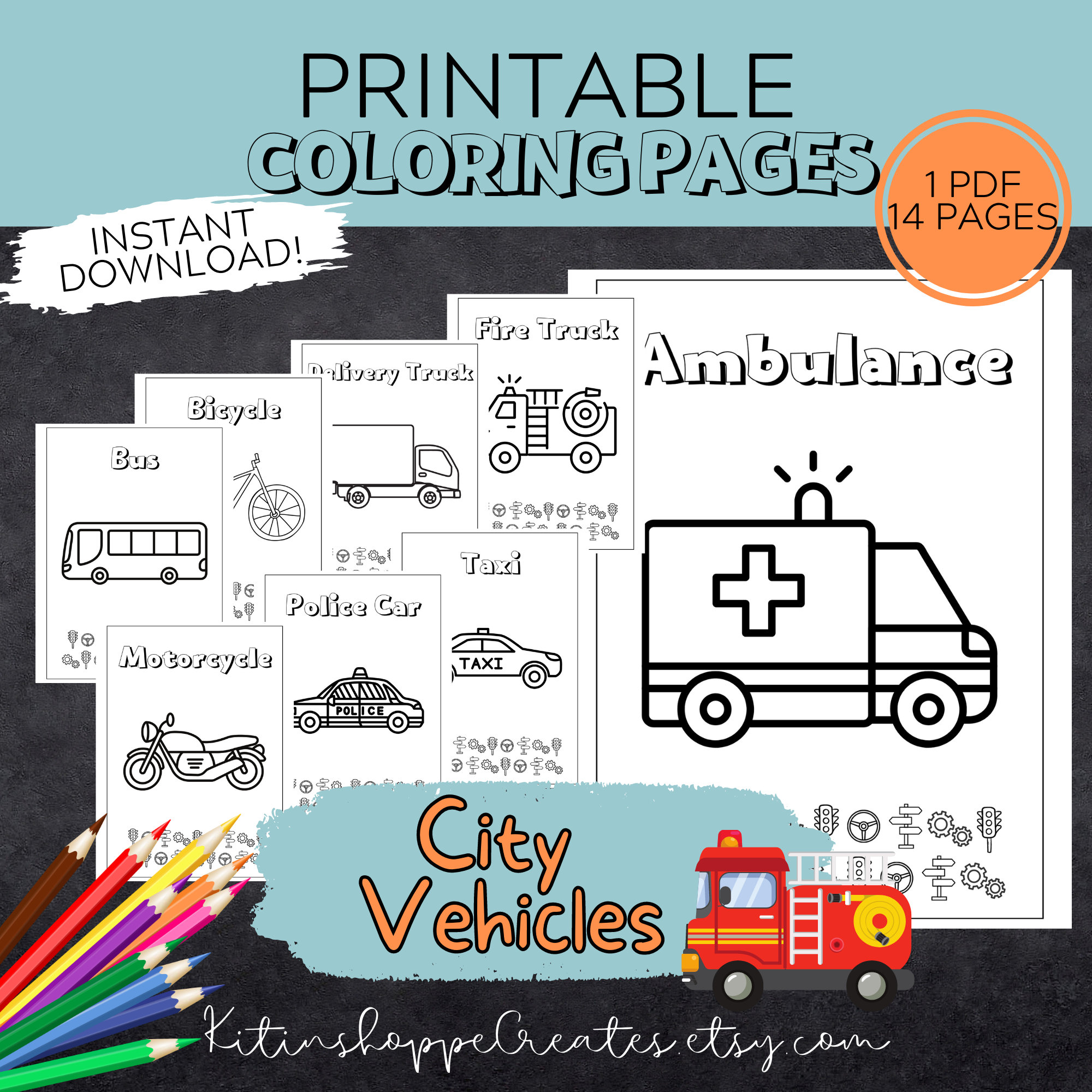 Vehicle Coloring Pages Kids Vehicle Printable Coloring Homeschool ...