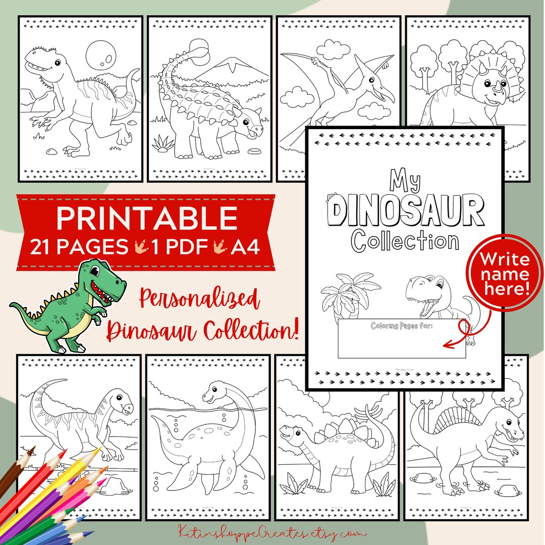 Dinosaur Party Coloring Pages Kids Printable Coloring Dinosaur Workbook ...