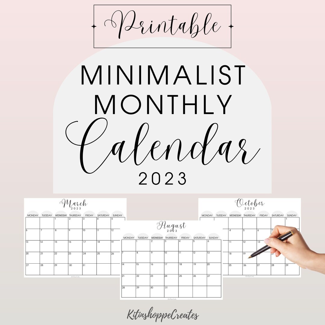 Printable Calendar 2023 Minimalist Calendar 2023 Landscape Minimalist ...