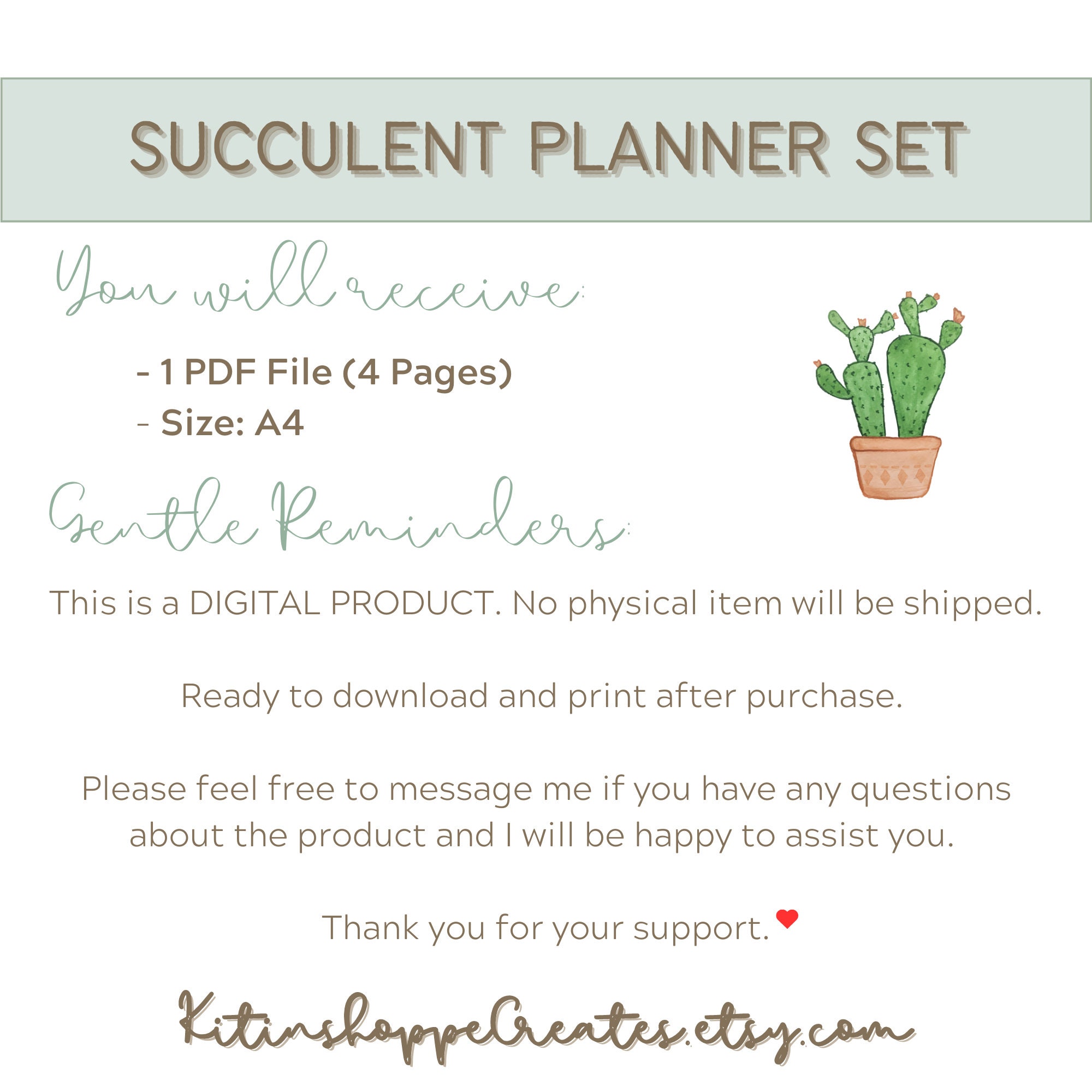 Printable Weekly Planner Plants Monthly Planner Printable Green Planner ...