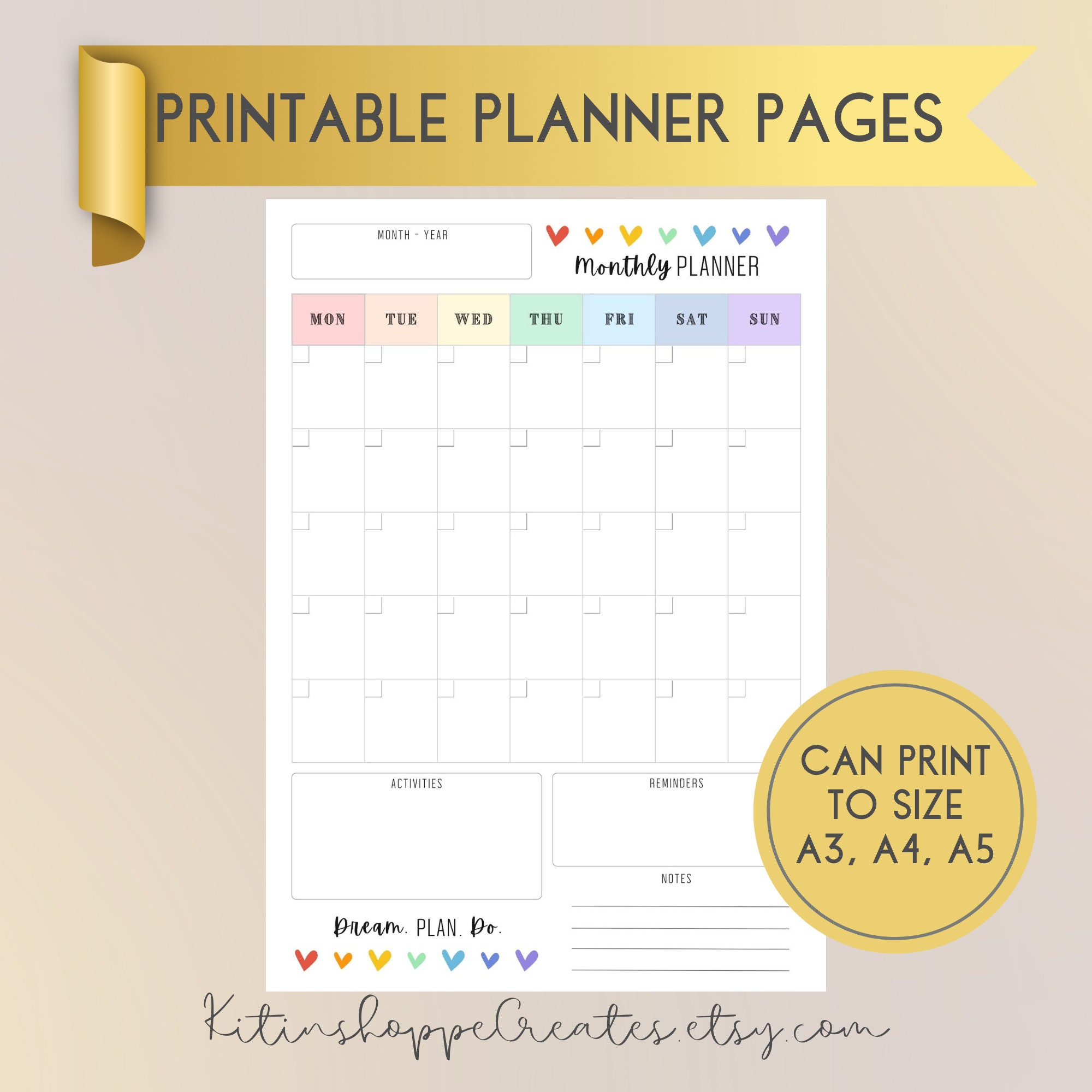 Daily Planner With Goal and Meal Plan Printable Weekly Planner ...