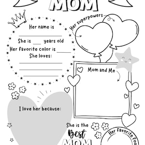 Mother's Day Coloring Pages, All About My Mom Printable, Gift for Mom ...