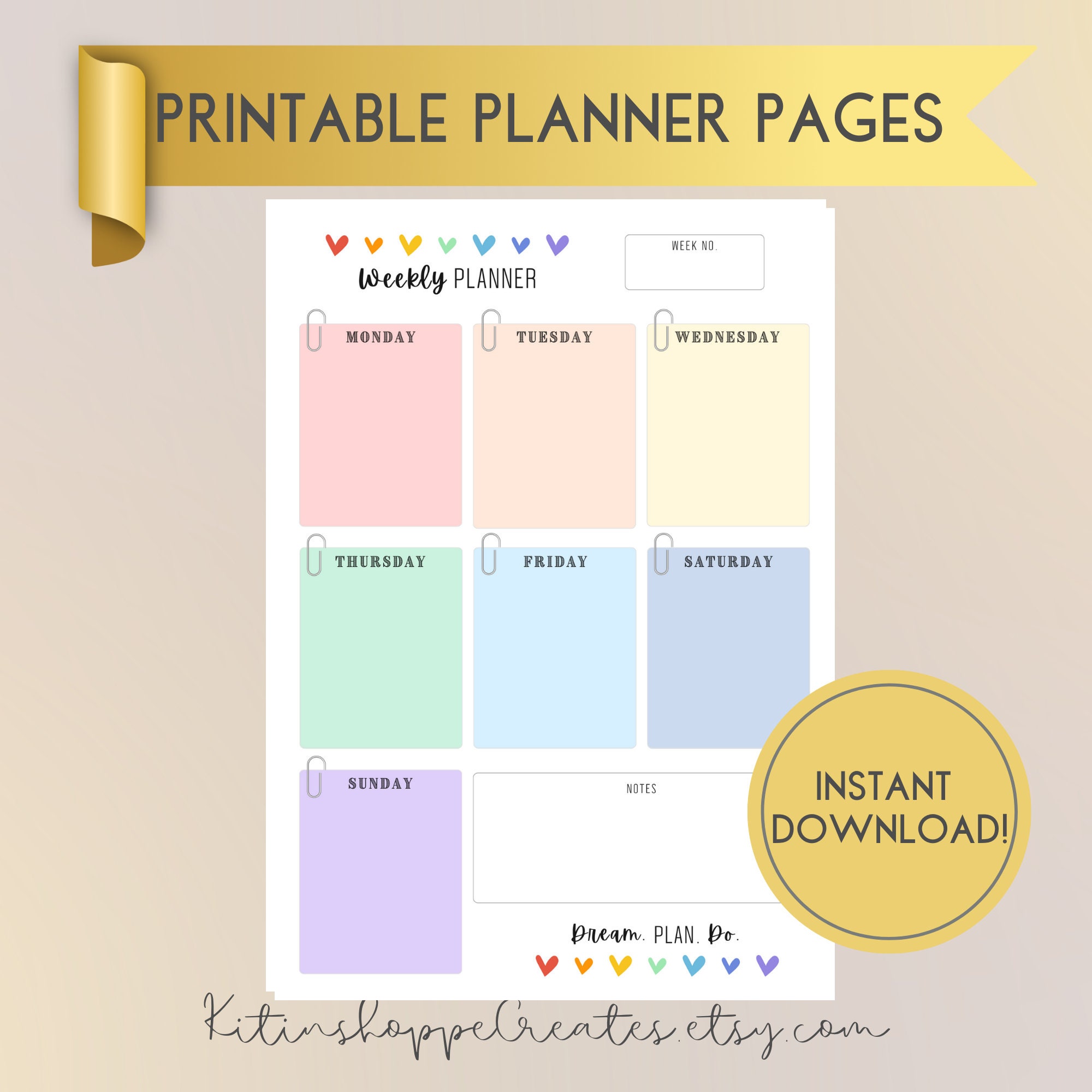 Daily Planner With Goal and Meal Plan Printable Weekly Planner ...