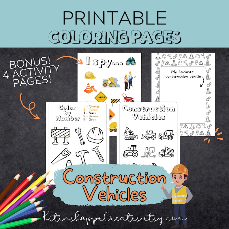 Construction Trucks Coloring Pages Printable Construction Vehicles for ...