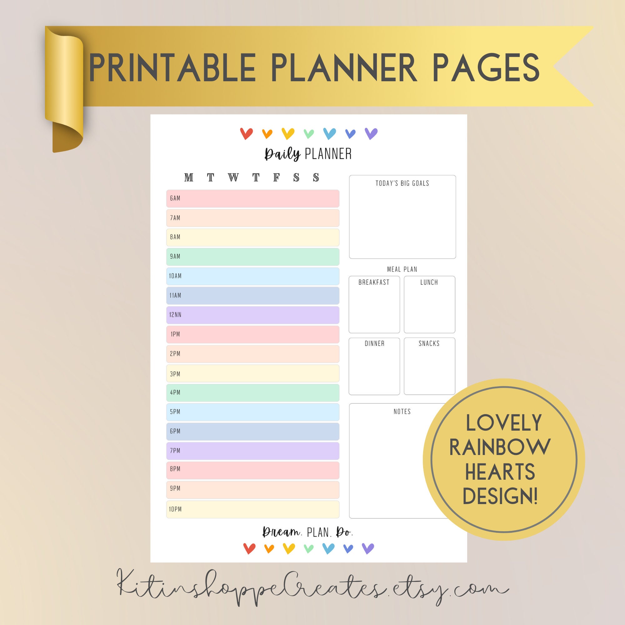 Daily Planner With Goal and Meal Plan Printable Weekly Planner ...