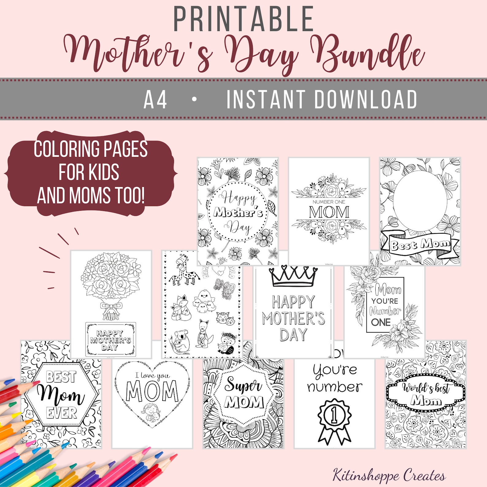 Mother's Day Coloring Pages, All About My Mom Printable, Gift for Mom ...