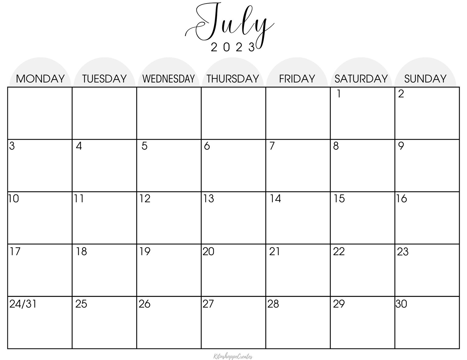 Printable Calendar 2023 Minimalist Calendar 2023 Landscape Minimalist ...