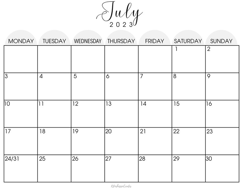 Printable Calendar 2023 Minimalist Calendar 2023 Landscape Minimalist ...