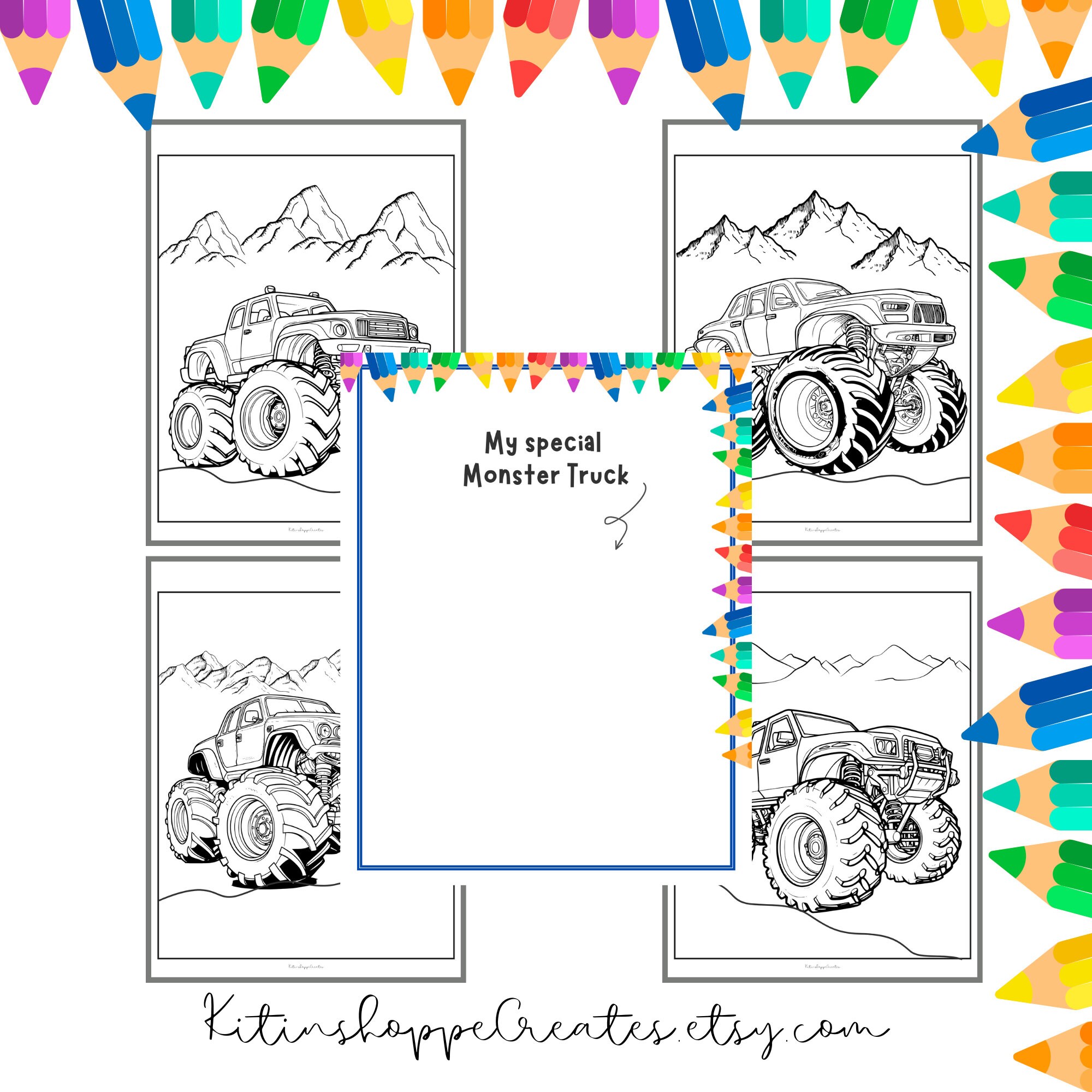 Monster Truck Coloring Pages for Kids Printable Monster Trucks ...