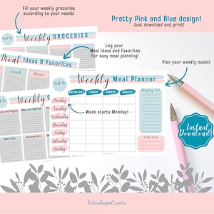 Weekly Meal Planner Printable Weekly Grocery List Printable Meal ...