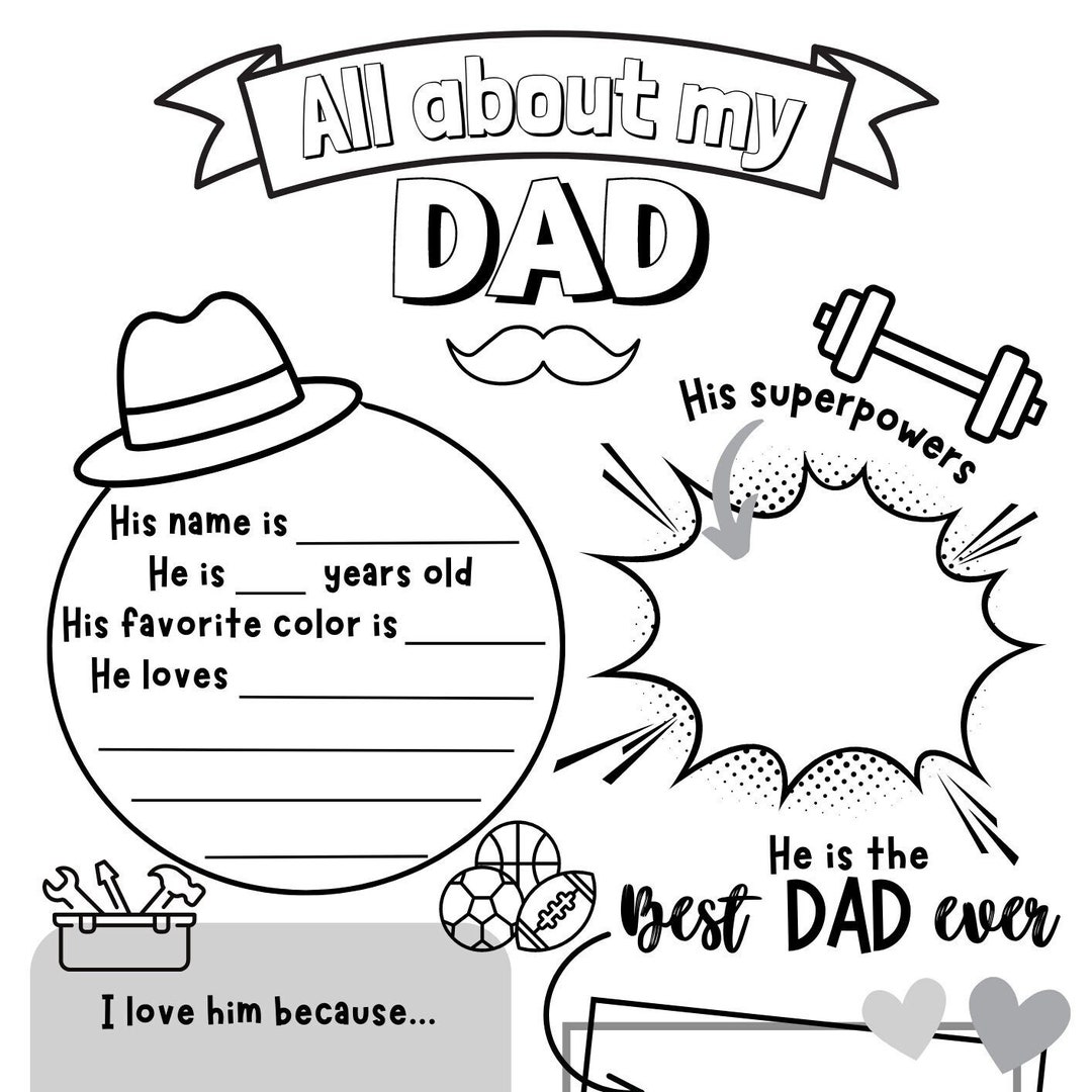 Printable Gift Idea for Dad All About My Dad Printable Father’s Day ...