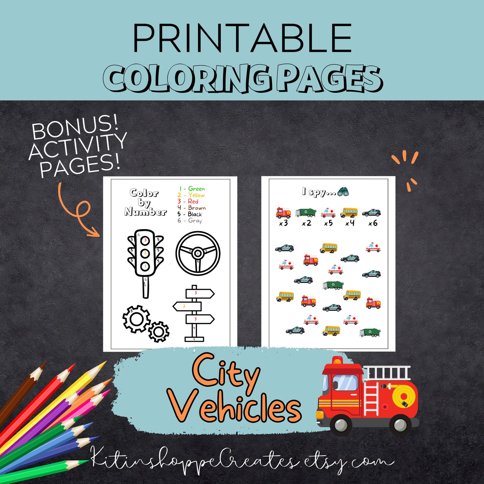 Vehicle Coloring Pages Kids Vehicle Printable Coloring Homeschool ...