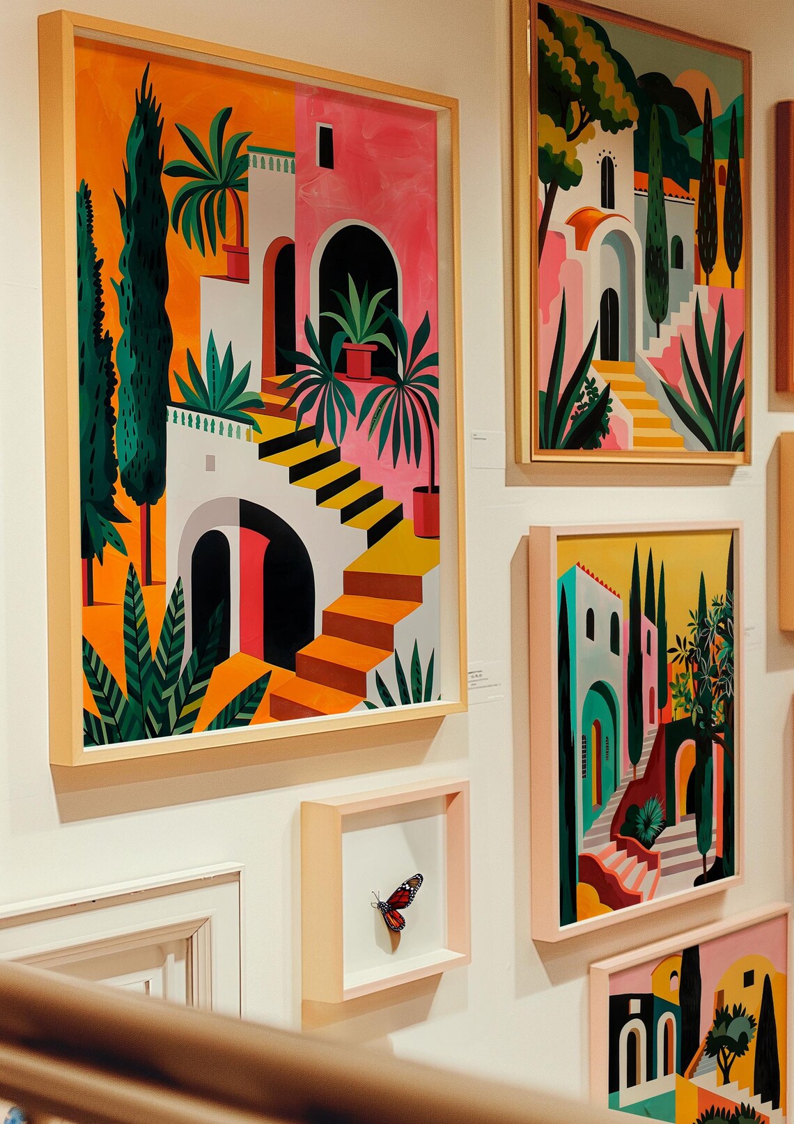 Mediterranean Landscape Wall Art Set of 4 Modern Vibrant Cityscape Art ...