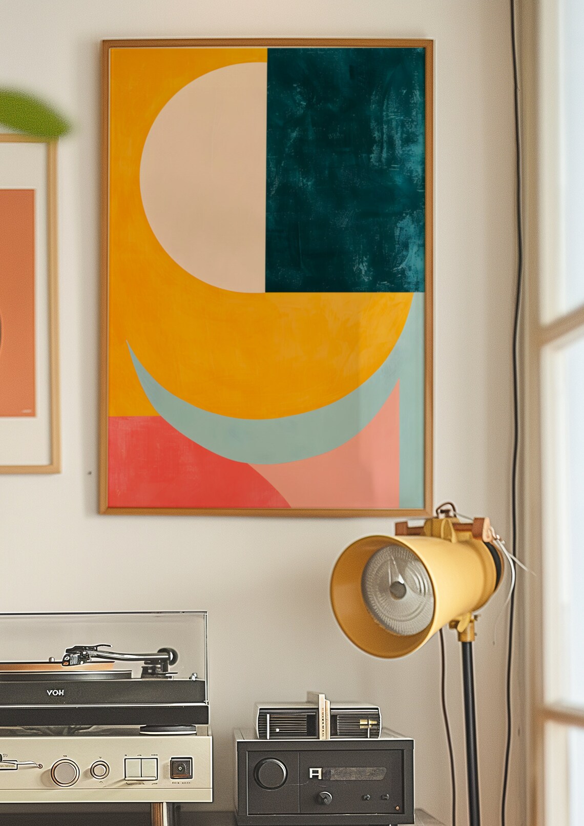 Mid-century Modern Abstract Geometric Wall Art Set, Minimalist Color ...