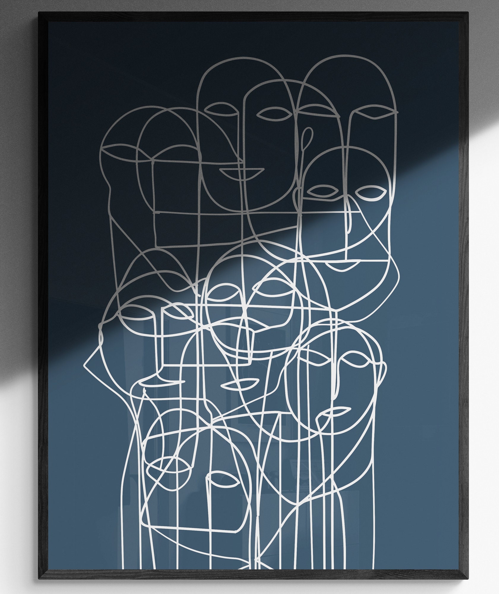 Abstract Line Art Faces Printable Wall Art Modern Minimalist One Liner ...