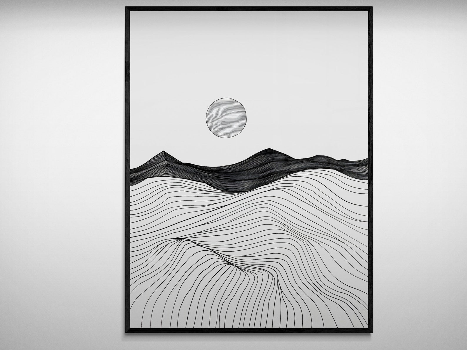 Abstract Minimalist Line Art Set of 2 Modern Black and White Wall Art ...