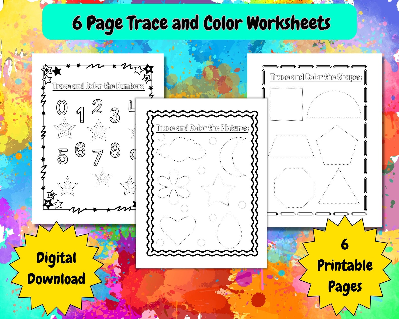 Printable Tracing and Coloring Worksheets | Alphabets | Numbers | Line ...