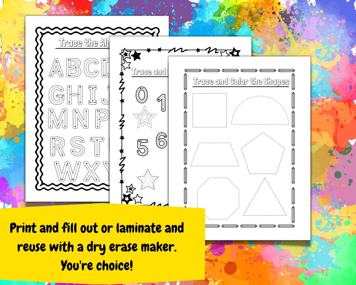 Printable Tracing and Coloring Worksheets | Alphabets | Numbers | Line ...