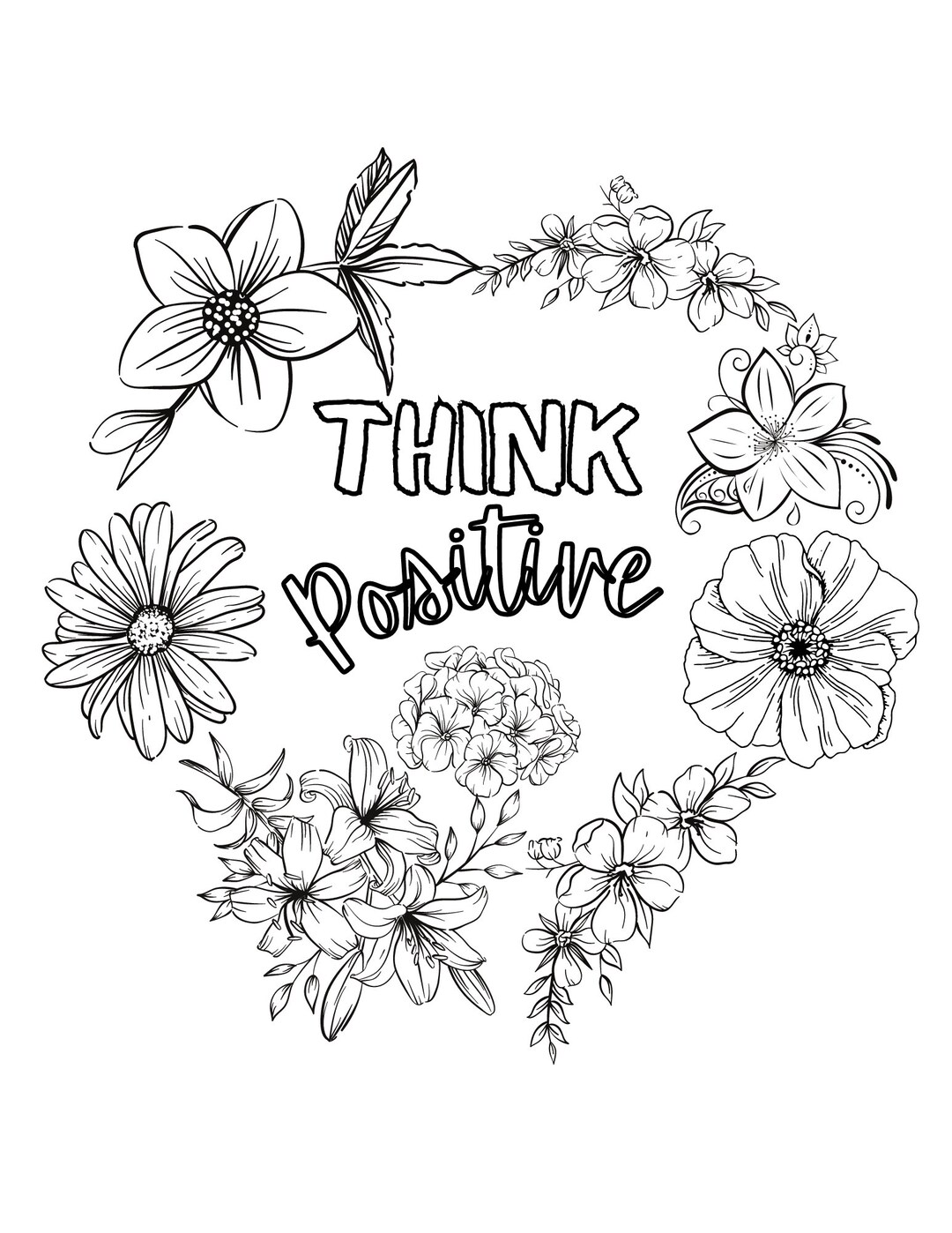 Think Positive Coloring Sheet. - Etsy