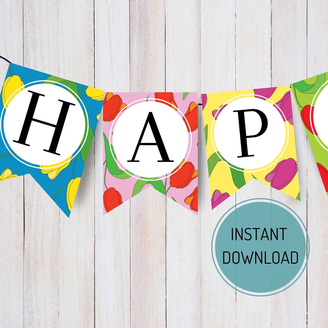 Tulip Printable Paper Banner Editable Banner Template Welcome Banner ...