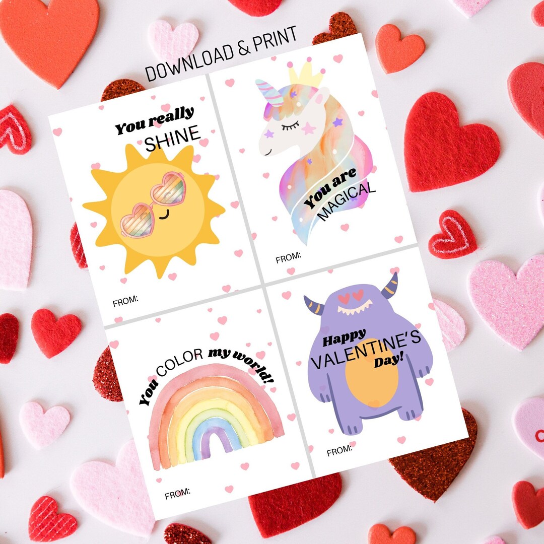 Printable Magical Valentine's Day Cards, Valentine's Day Cards for Kids ...