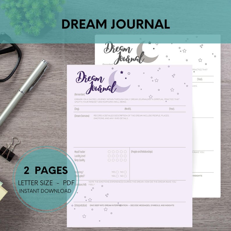 Dream Journal Printable | Dream Tracker Printable | Dream Analysis ...