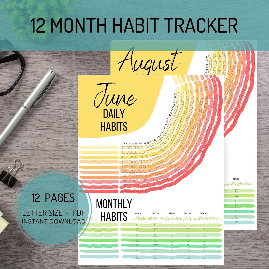 Habit Tracker, Journal, Printable, Digital Download, Goal Tracker ...