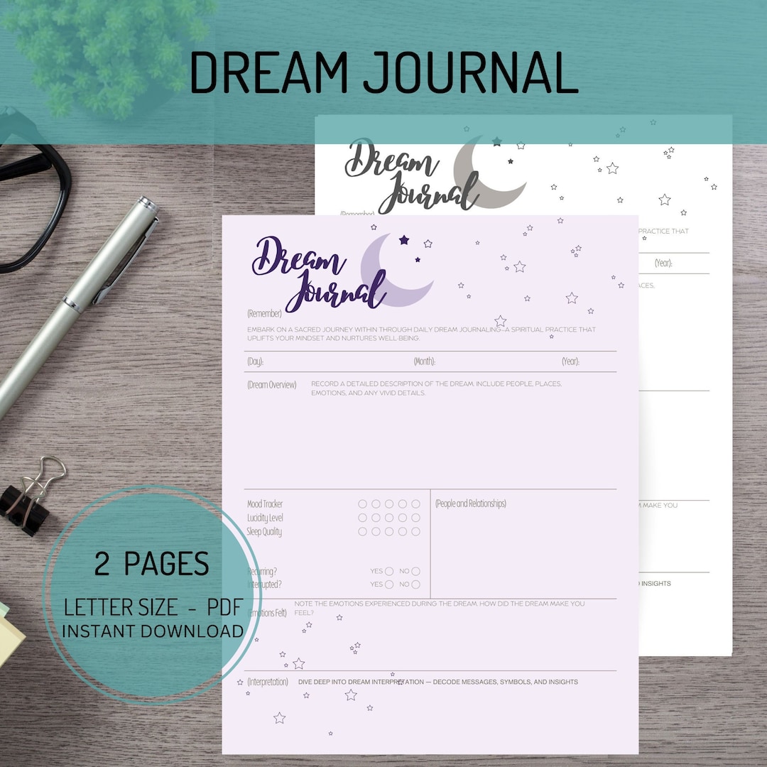 Dream Journal Printable Dream Tracker Printable Dream Analysis ...