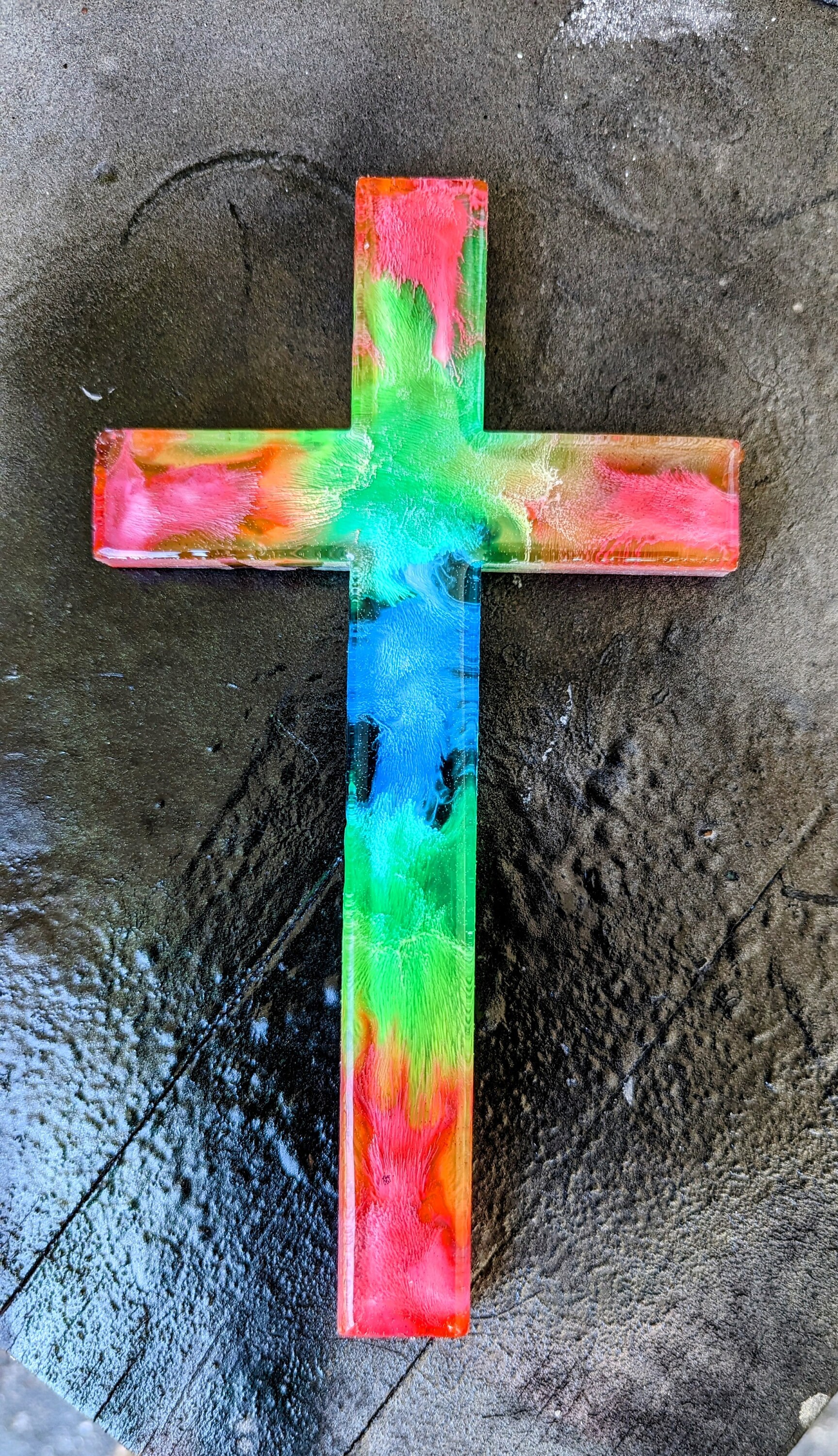 Rainbow Resin Crosses Handmade 8 Inch Feathered Crucifix - Etsy