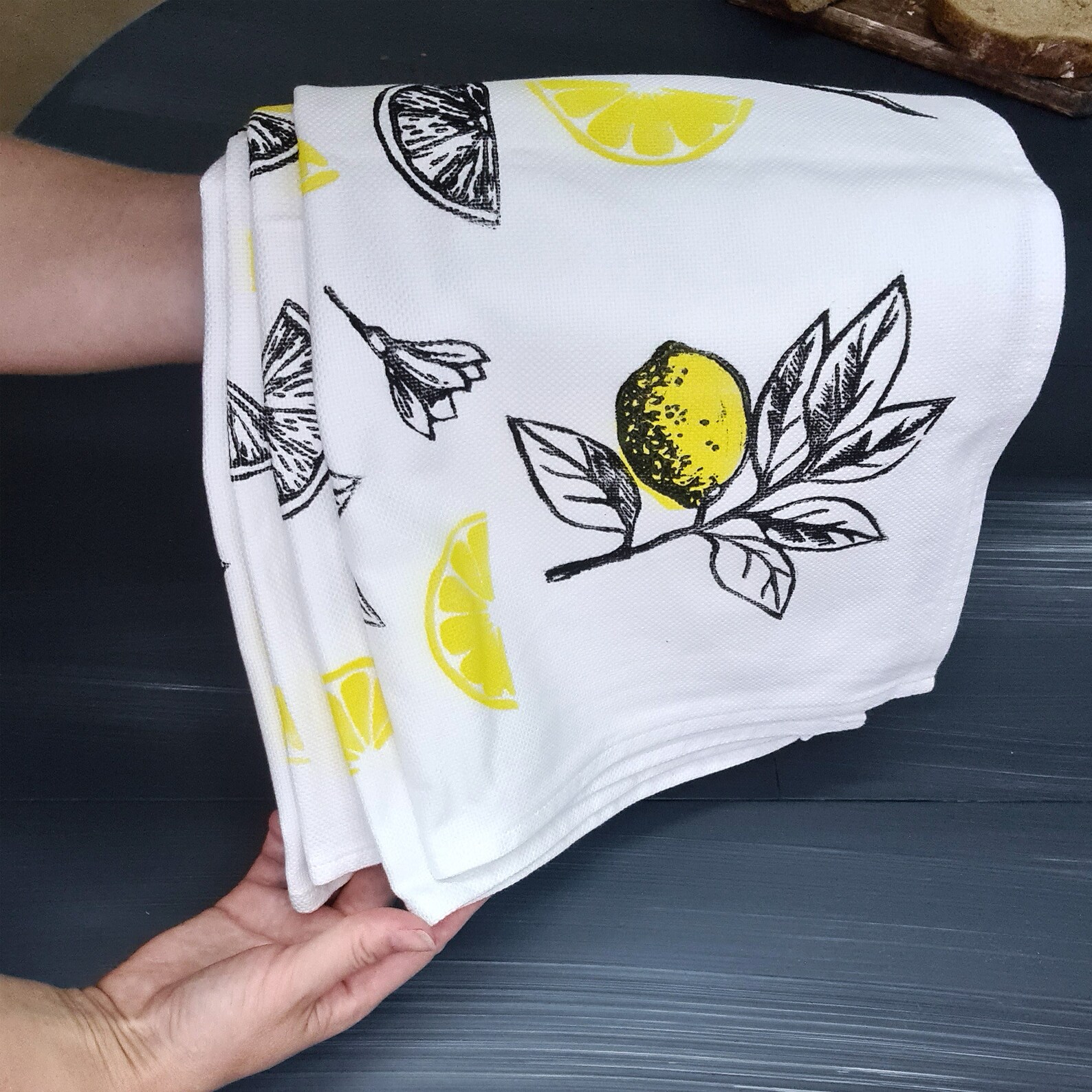 Set of 5 Lemon Kitchen Towels, Fruit Kitchen Towels, Dish Towels ...