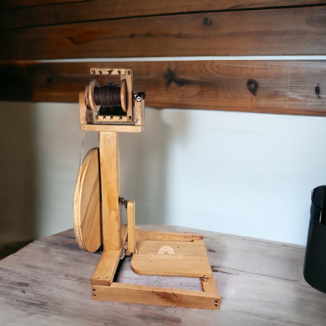 Handcrafted Wooden Spinning Wheel With 3 Bobbins 16'' Wheel Fiber Art ...