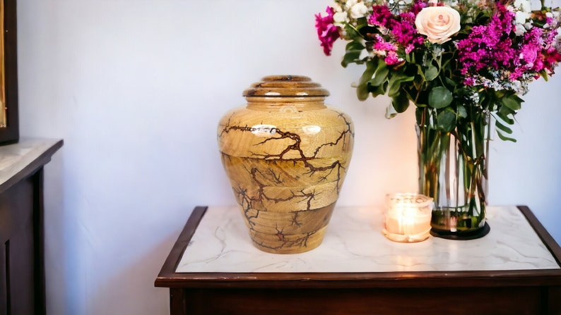 CREMATION Urn, JAR, FUNERAL, Decorative Fractal Designed Ashes Keepsake ...