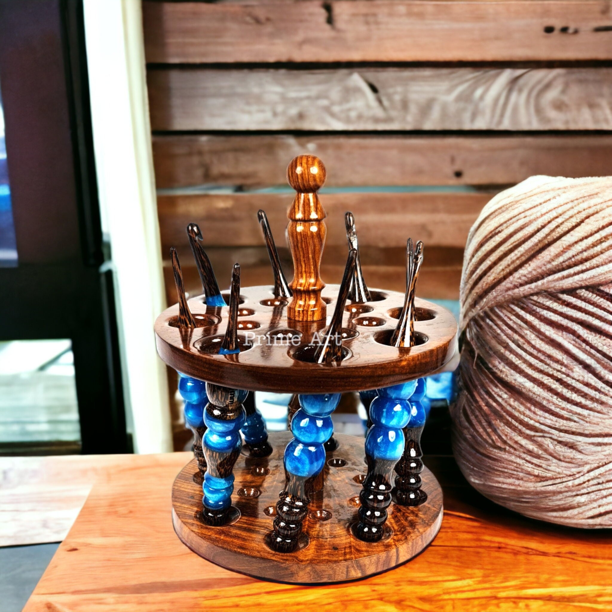 Handcrafted Wooden Crochet Stand Yarn Organizer and Tension - Etsy