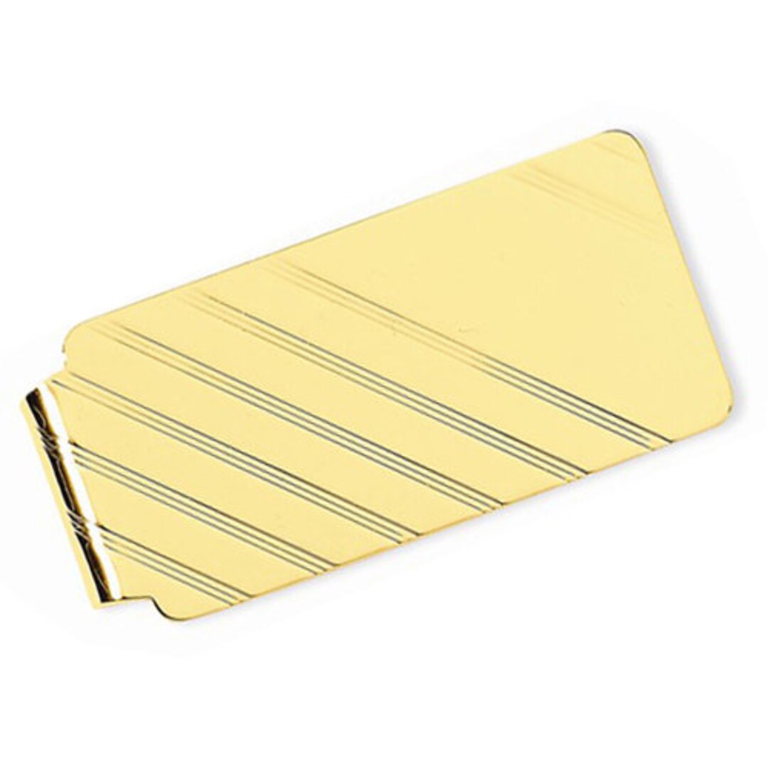 Engraved Striped Design Money Clip Plain Metal 14k Yellow Gold - Etsy