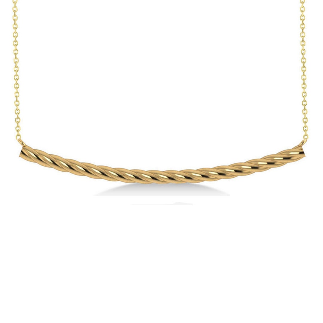 Curved Rope Bar Trapeze Pendant Necklace 14k Yellow Gold - Etsy