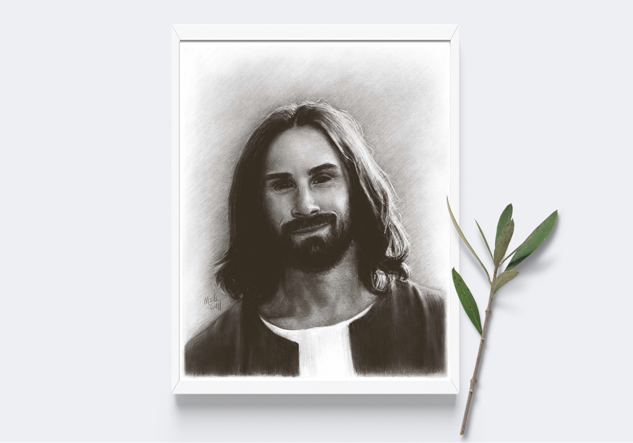 DIGITAL DOWNLOAD Smiling Jesus Drawing Print - Etsy