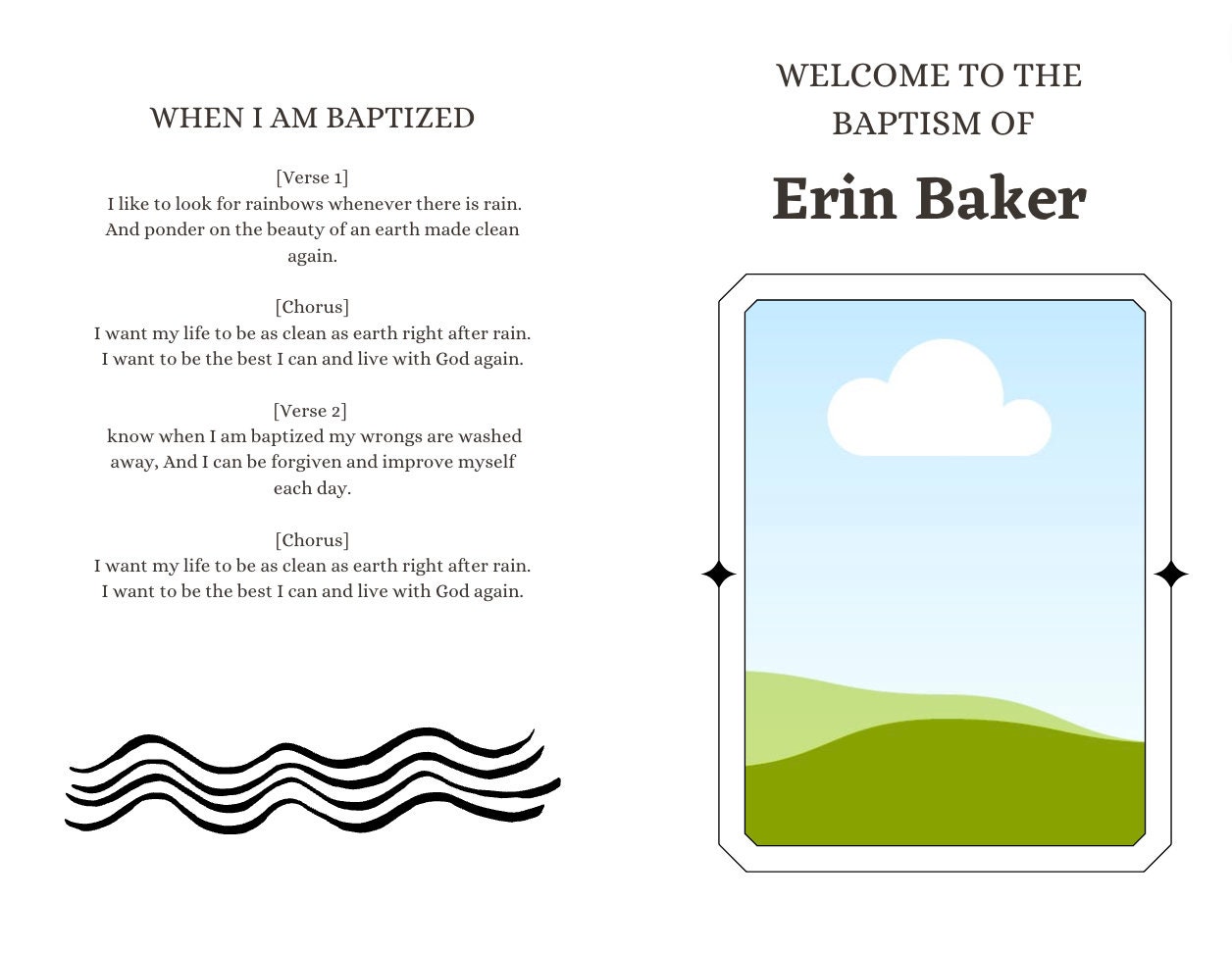 Simple LDS Baptism Program, Customizable in Canva,bi-fold - Etsy