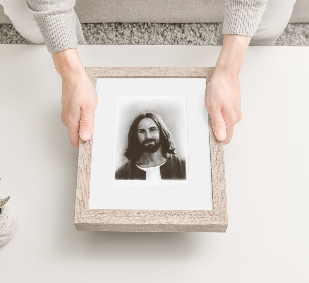DIGITAL DOWNLOAD Smiling Jesus Drawing Print - Etsy