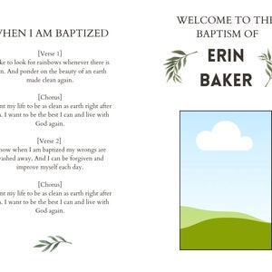 Subtle Greenery LDS Baptism Program, Customizable in Canva, Bi-fold - Etsy
