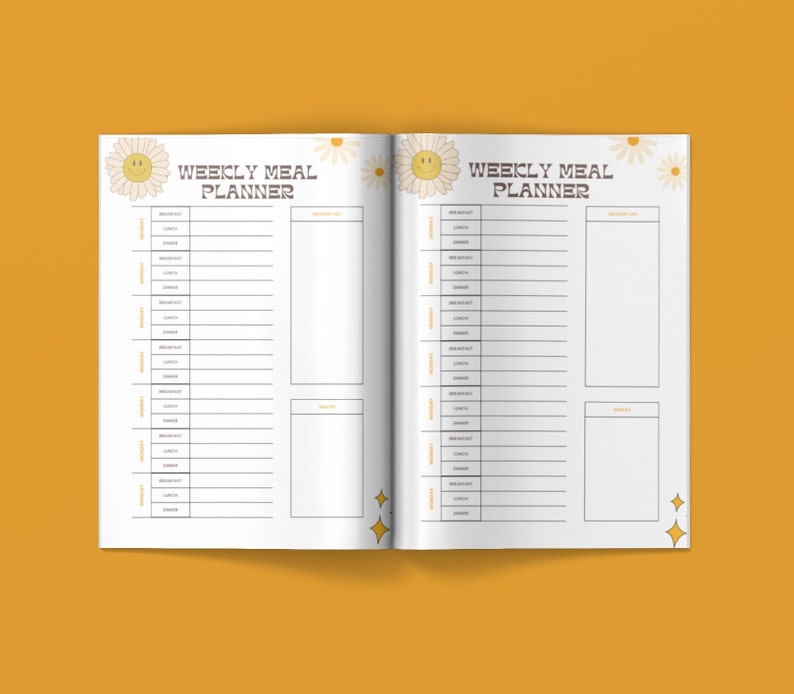 Retro 52-week Meal Planner INSTANT DOWNLOAD - Etsy