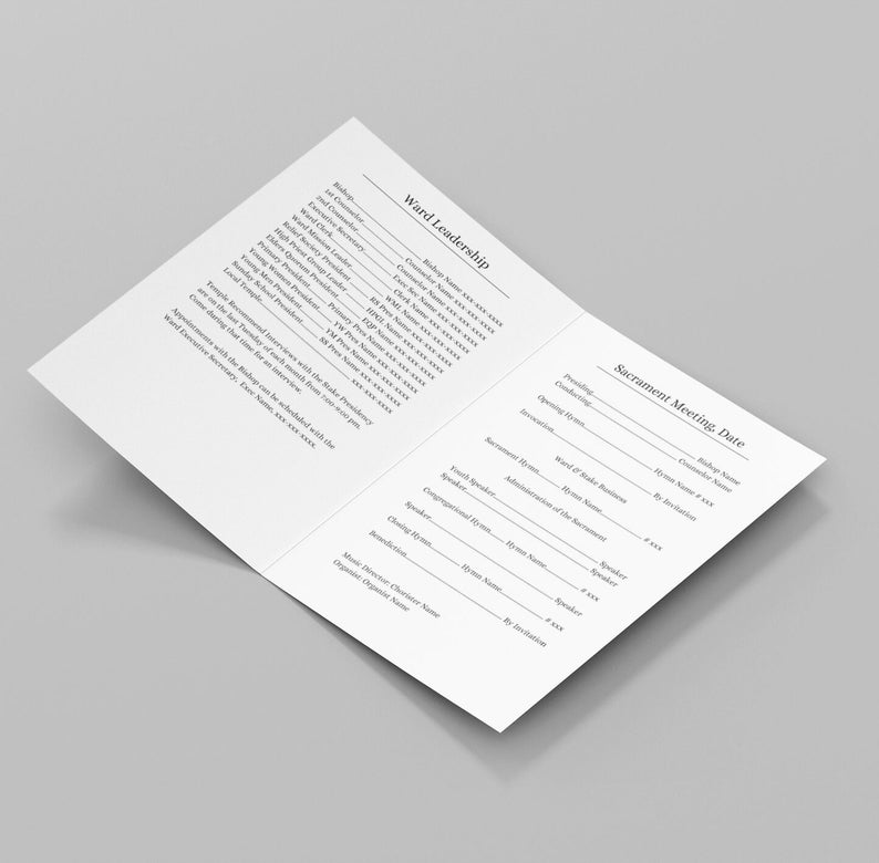 Simple Sacrament Meeting Bi-fold, Template Customizable and Editable in ...