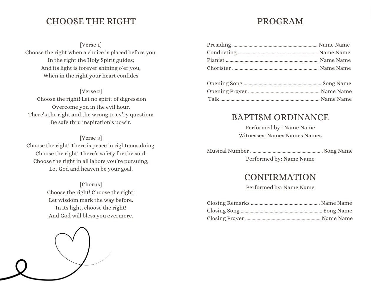 Simple LDS Baptism Program, Customizable in Canva,bi-fold - Etsy