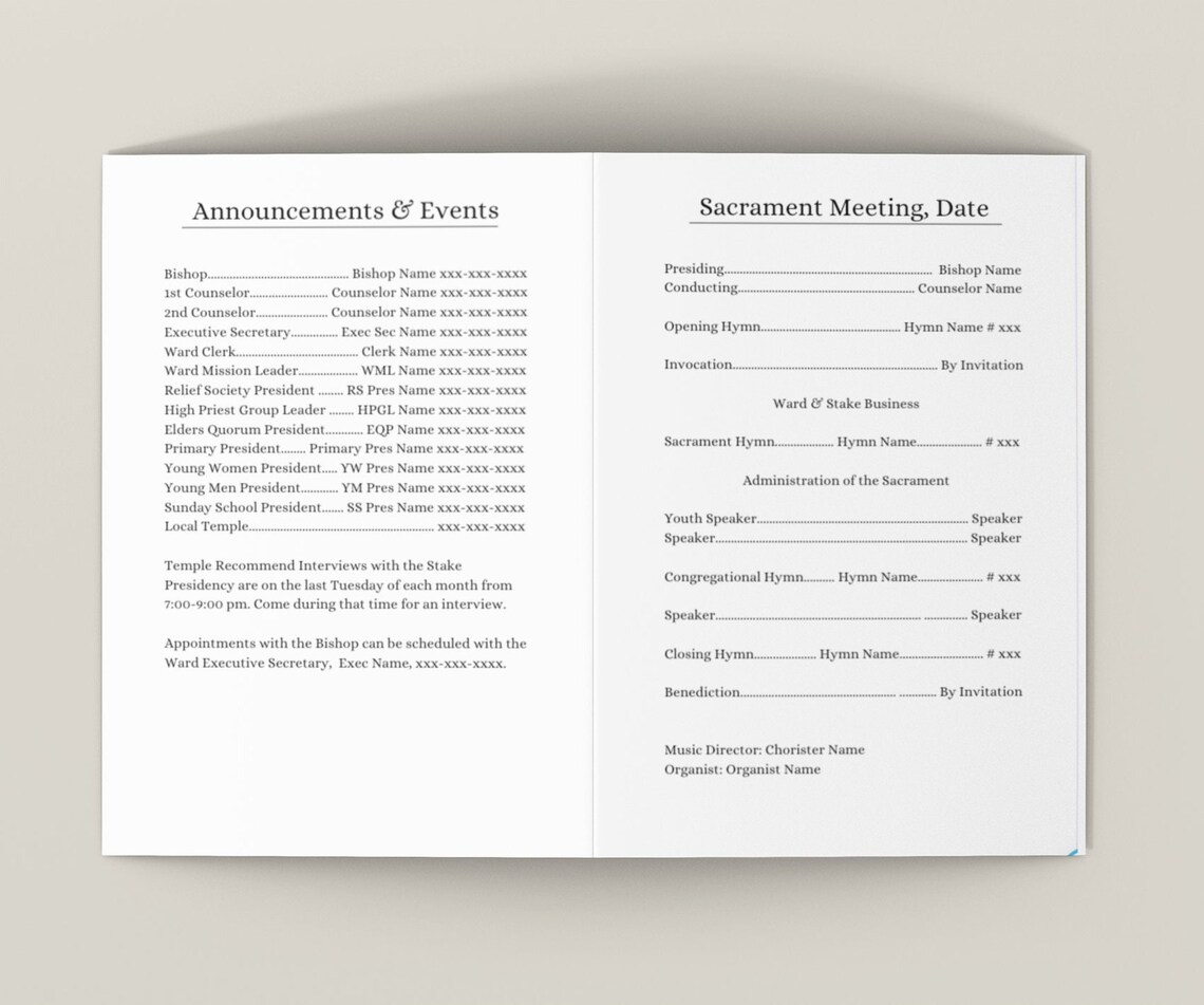 Unique Sacrament Meeting Template Customizable and Editable in Canva ...