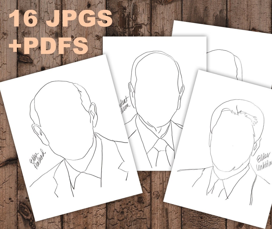 Older, 2023 LDS General Authorities Face Coloring Pages Jpg + Pdf - Etsy