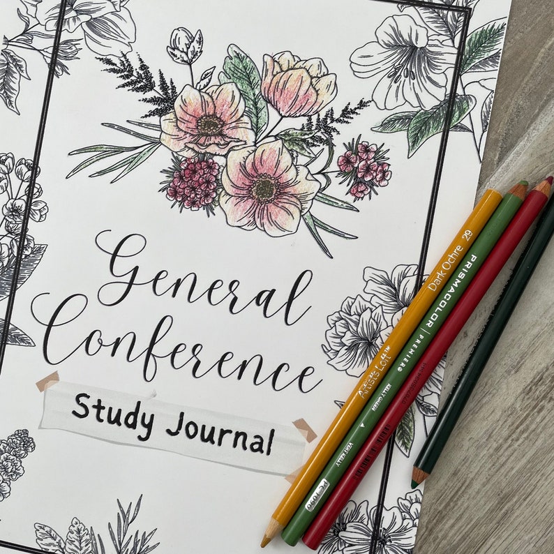 INSTANT DOWNLOAD Floral Coloring LDS General Conference - Etsy